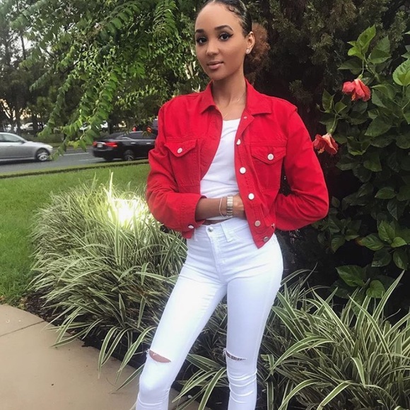 nakd | Jackets & Coats | Red Crop Denim Jacket | Poshmark